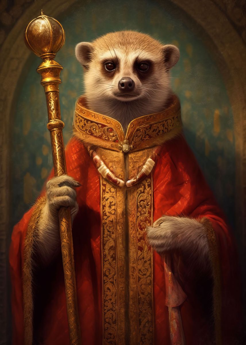 'King Meerkat with a Crown' Poster, picture, metal print, paint by ...