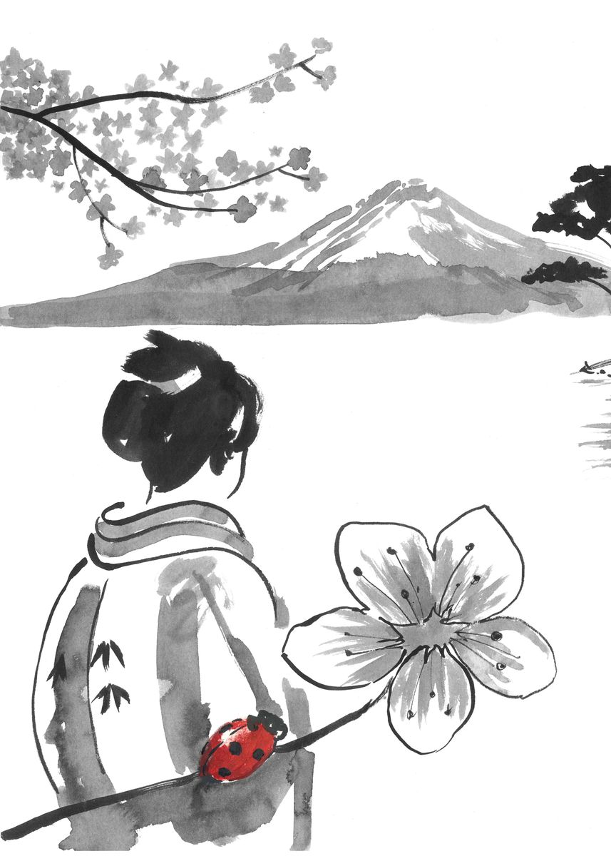 'japan quadriptych part 01' Poster by pechane sumie | Displate