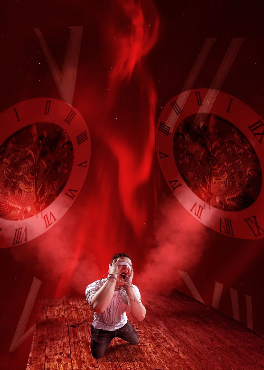 'Trapped In Time Red' Poster, picture, metal print, paint by Abdul Oba ...