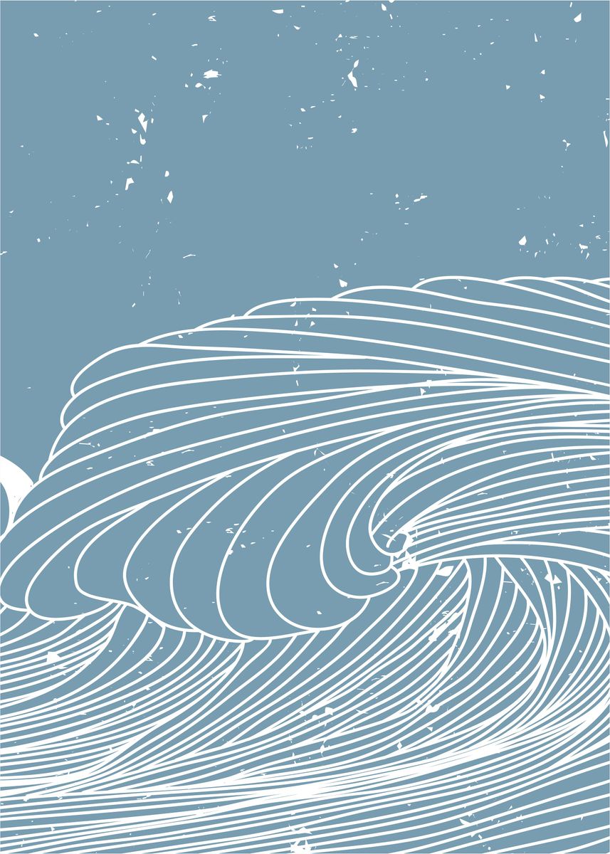 'ocean wave with line art' Poster, picture, metal print, paint by budi ...