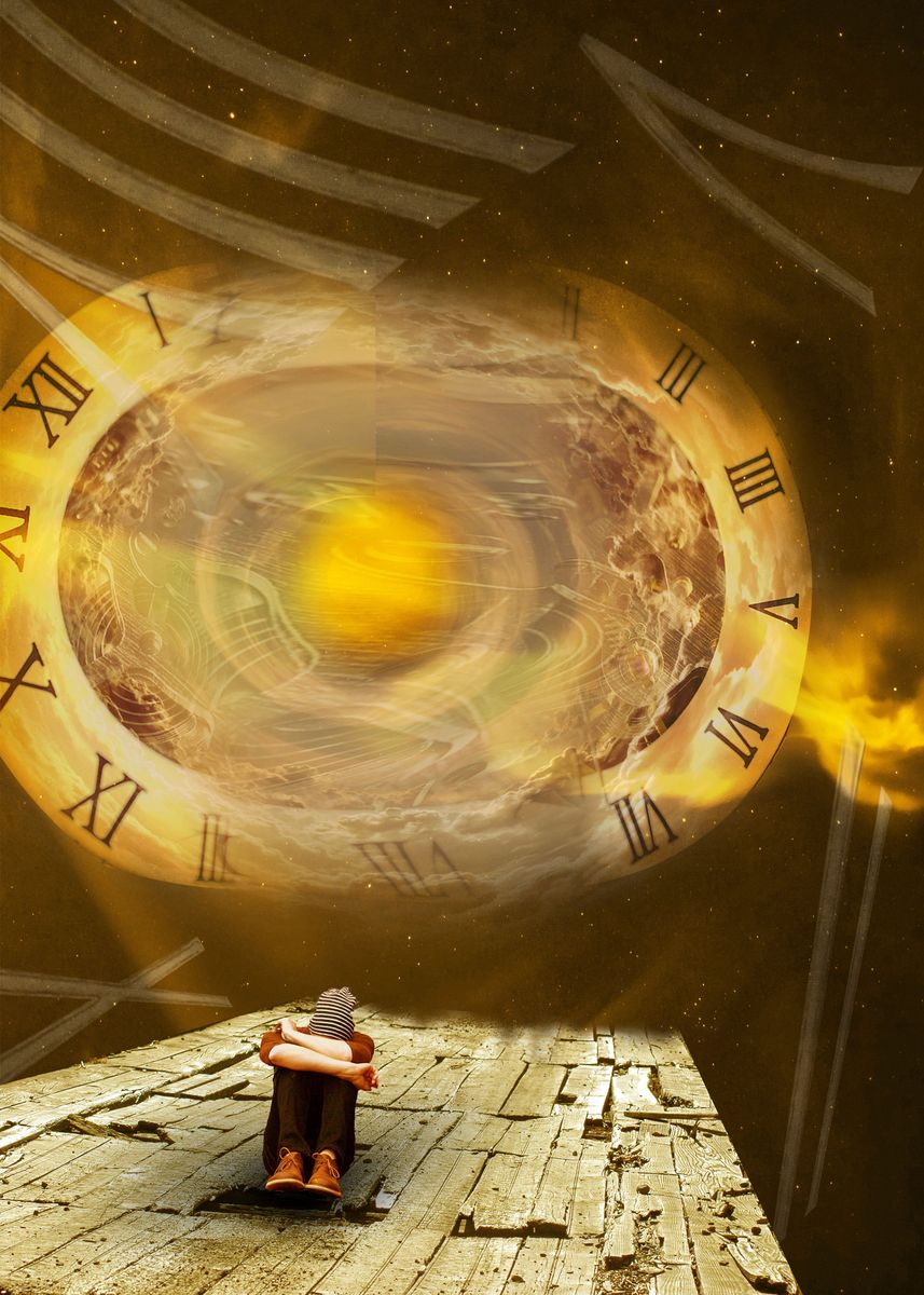 'Trapped In Time Yellow' Poster, picture, metal print, paint by Abdul Oba | Displate