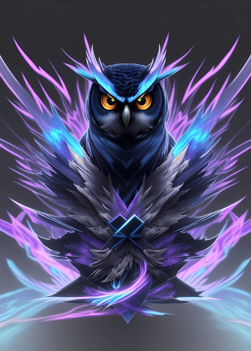 'Ninja owl' Poster, picture, metal print, paint by Below Horizon | Displate