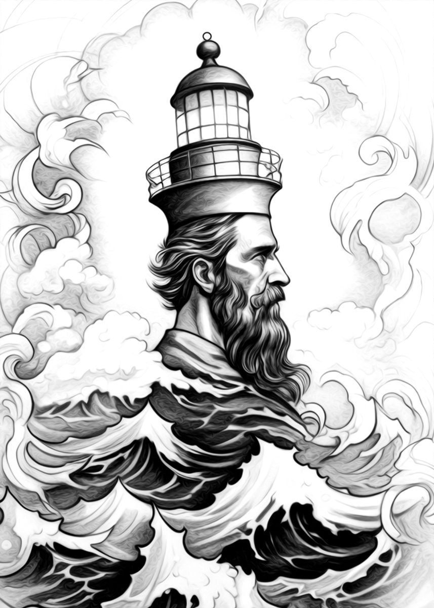 'Lighthouse Man' Poster, picture, metal print, paint by acker fine ...