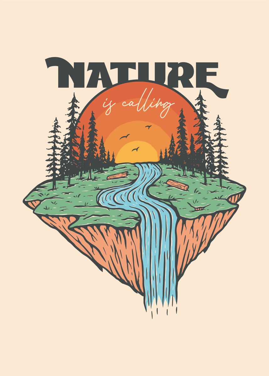 'Nature is Calling' Poster, picture, metal print, paint by Mangustudio ...