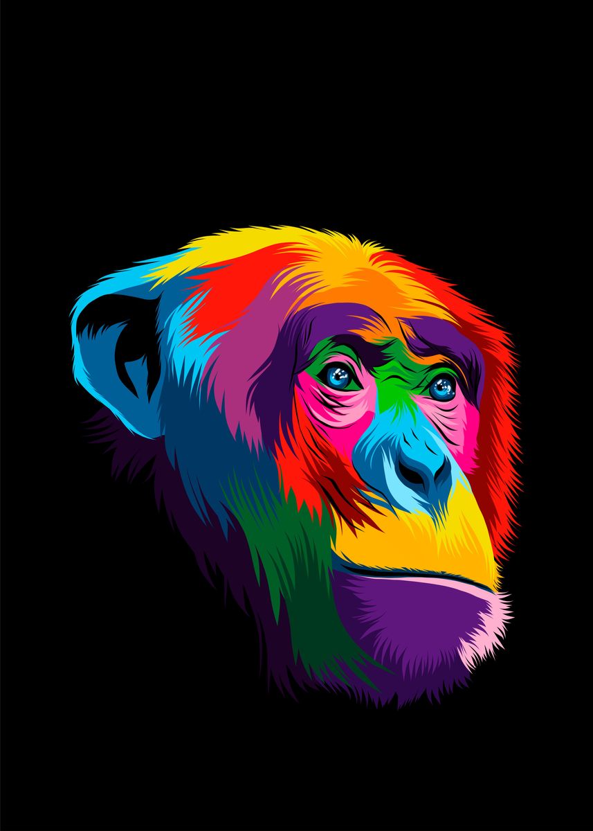 'Monkey' Poster, picture, metal print, paint by Namikaze Posters | Displate
