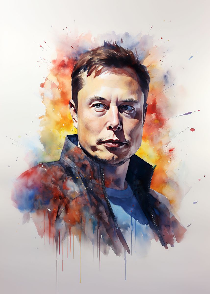 'Portrait of Elon Musk' Poster, picture, metal print, paint by Janaka ...