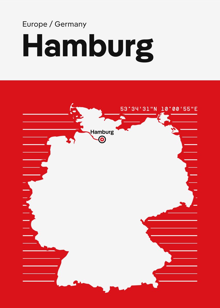 'Hamburg City Map' Poster, picture, metal print, paint by Visitify | Displate