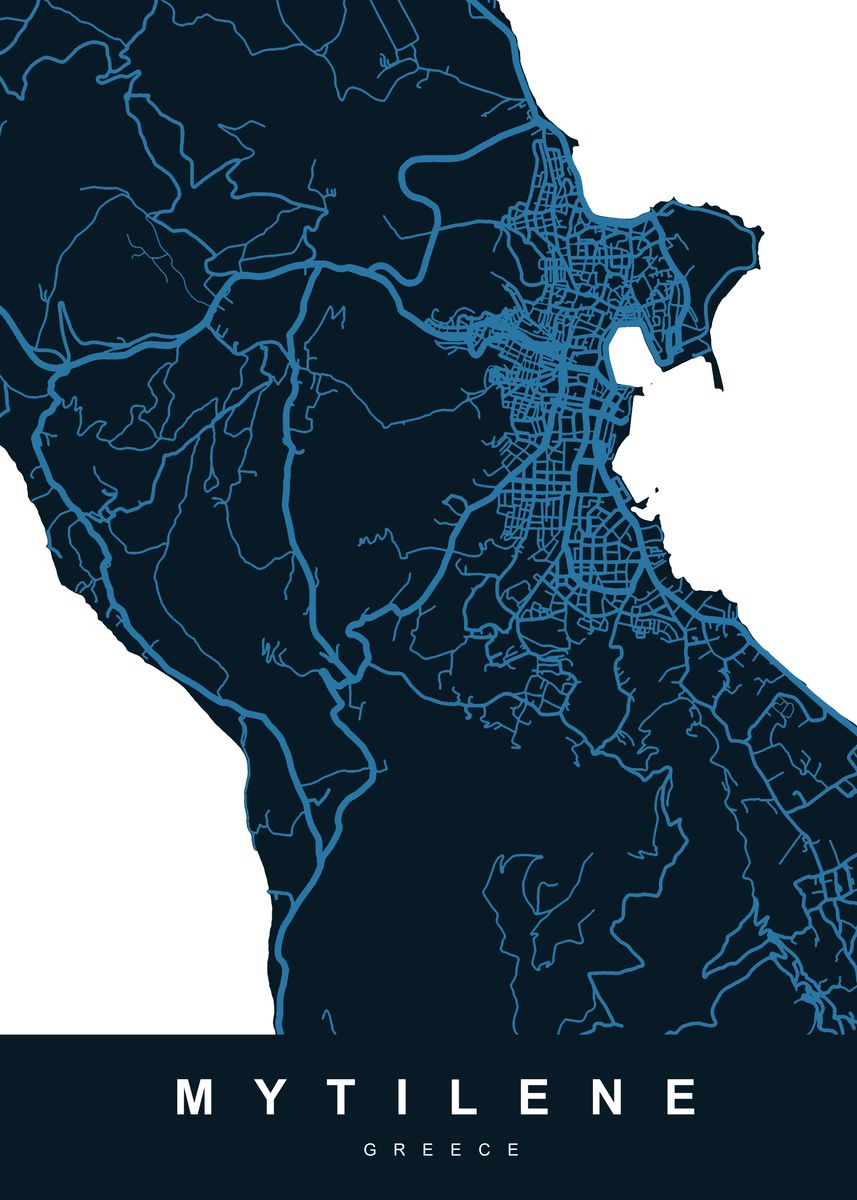 'MAP MYTILENE GREECE' Poster, picture, metal print, paint by UrbanMaps ...
