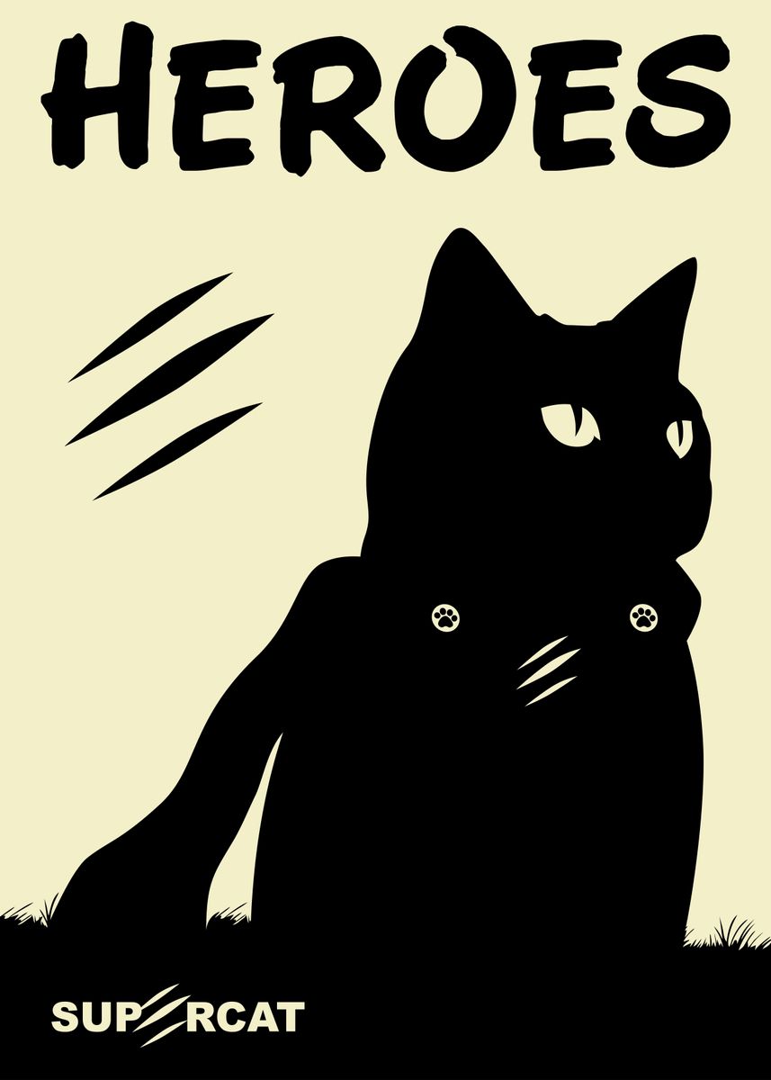 'Supercat' Poster, picture, metal print, paint by Muezzahero | Displate