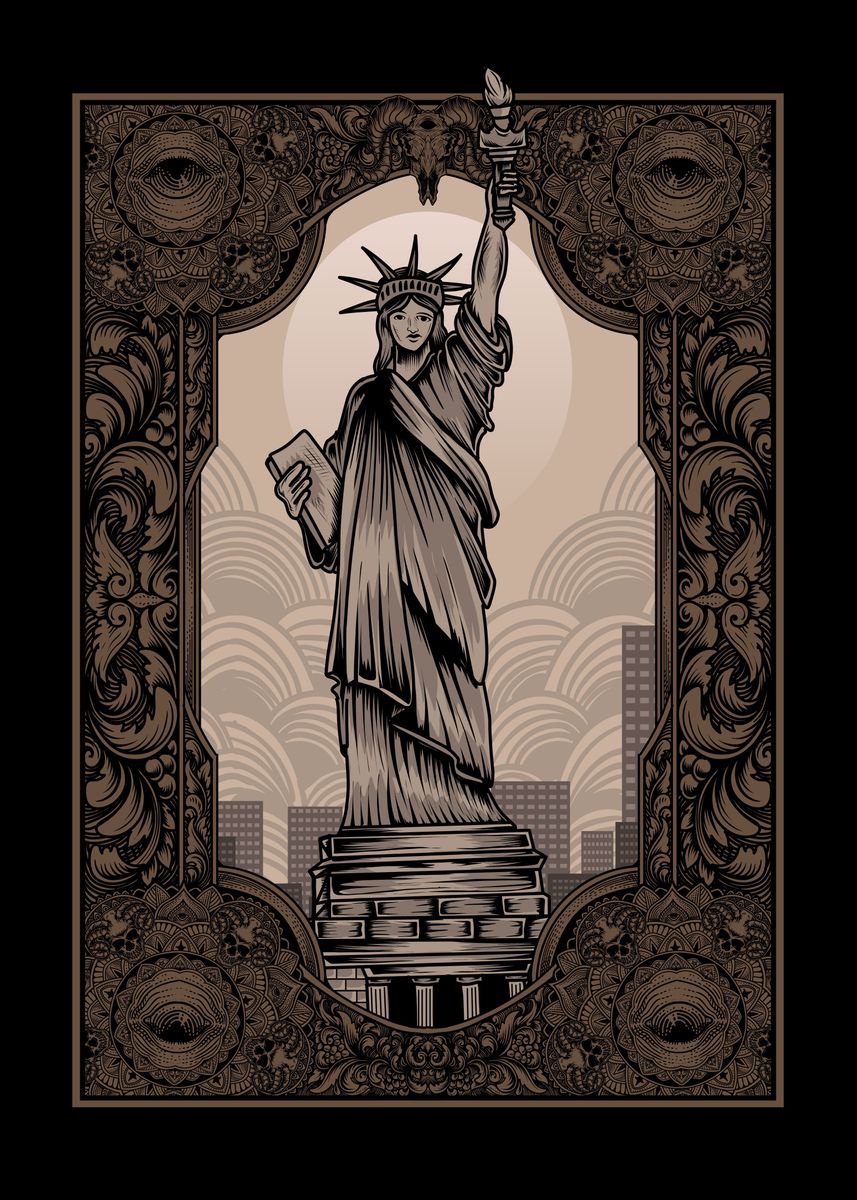'liberty statue ' Poster, picture, metal print, paint by ichimdp | Displate