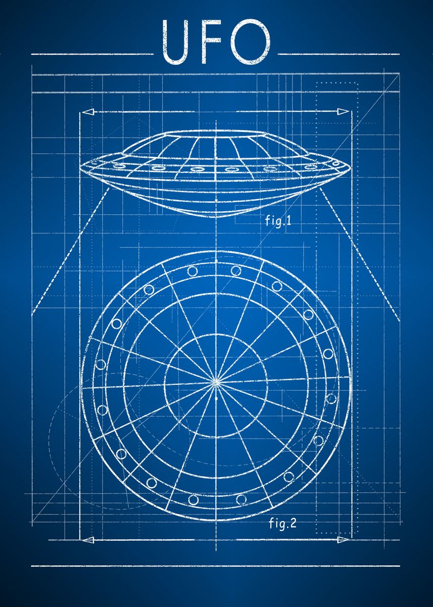 'UFO blueprint ' Poster, picture, metal print, paint by DG ArtPrints ...