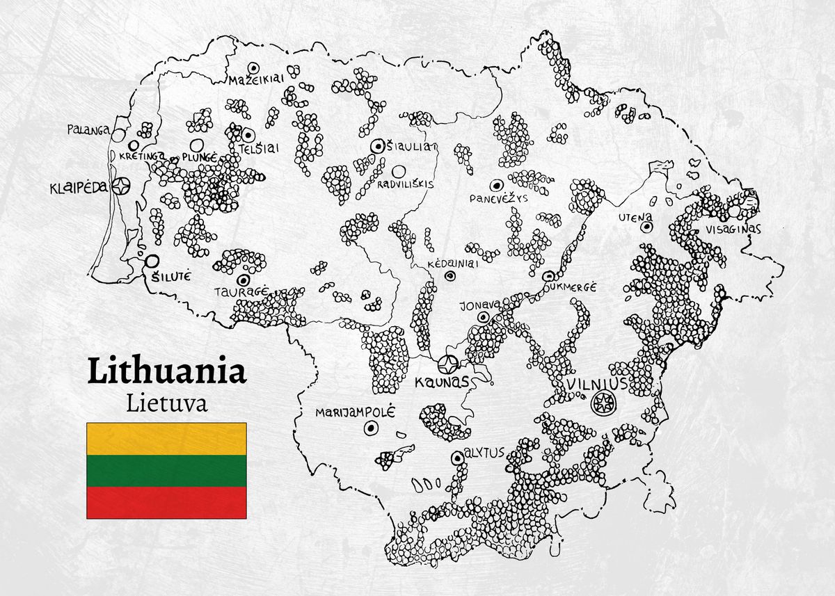 'Handdrawn Lithuania Map' Poster by Angelos Zachariou | Displate