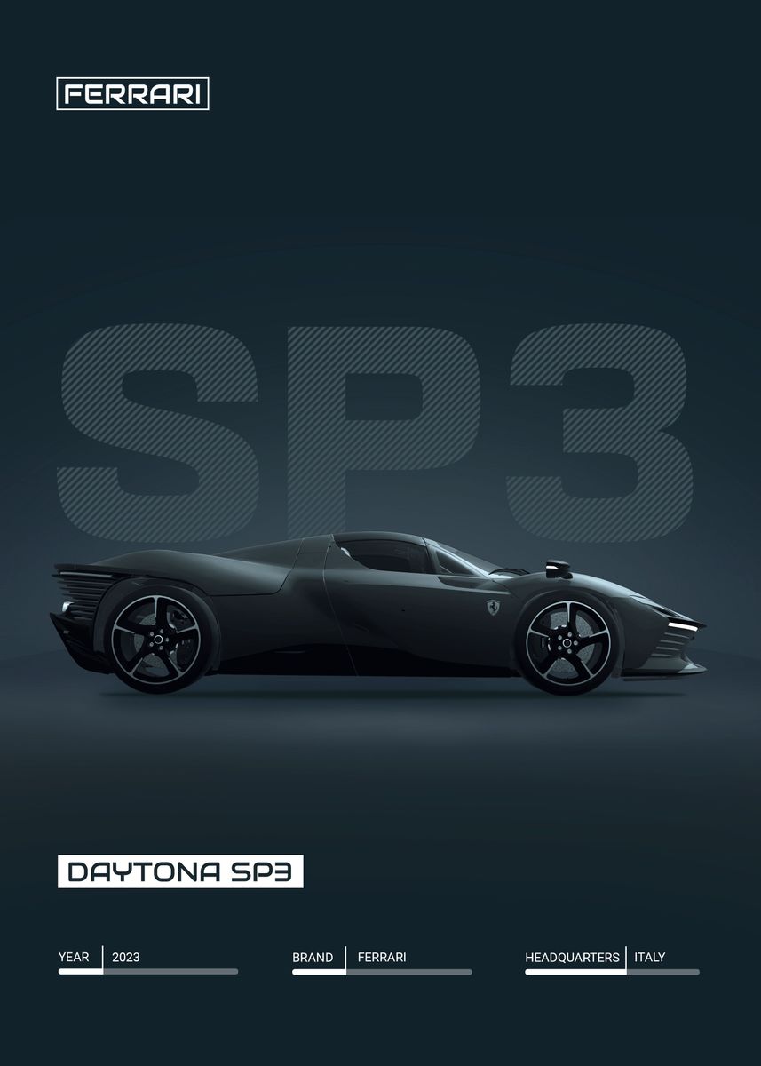 'Ferrari Daytona SP3' Poster, picture, metal print, paint by Basues ...