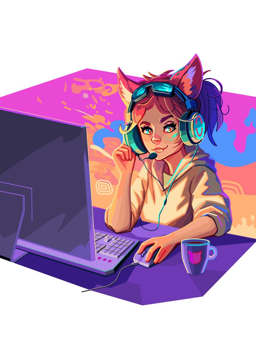 'Gaming Cat' Poster by Enzaro | Displate