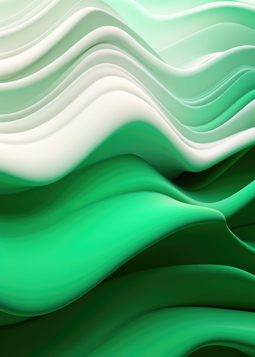 'Green Waves' Poster, picture, metal print, paint by Stylianos ...