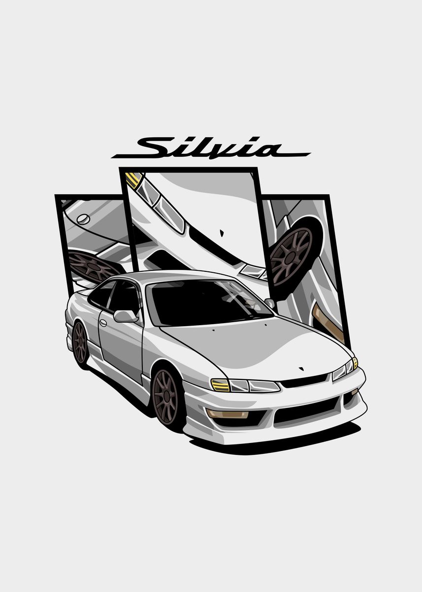 'Nissan Silvia S14' Poster, picture, metal print, paint by Burhandowski ...
