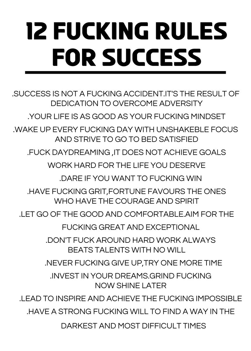 '12 Rules For Success' Poster, picture, metal print, paint by EDSON ...