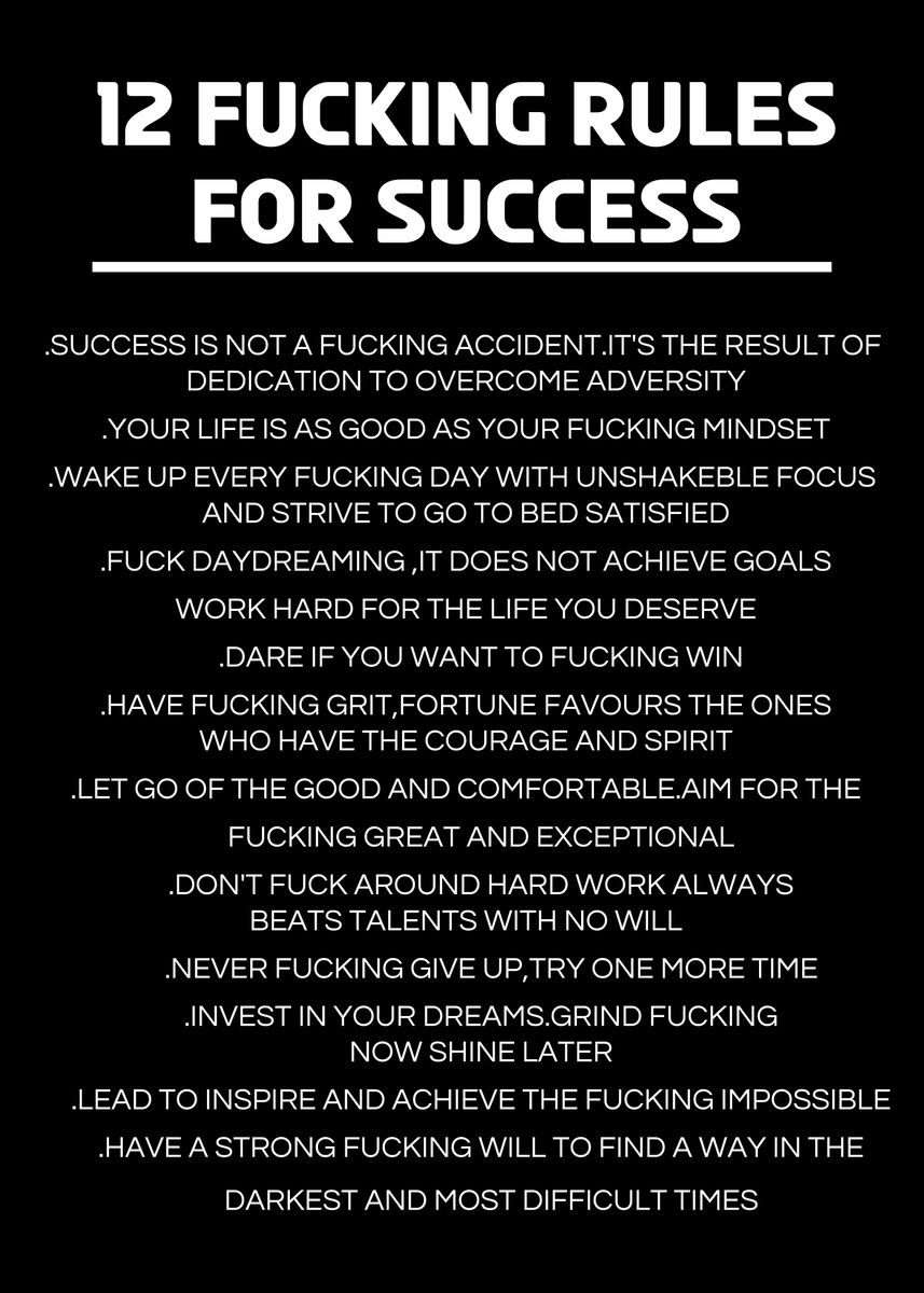 '12 Rules For Success' Poster, picture, metal print, paint by EDSON ...