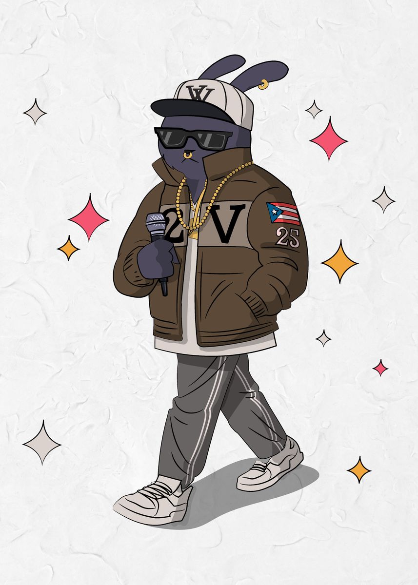 'Cool Bunny' Poster, picture, metal print, paint by NIZAM KHAN | Displate