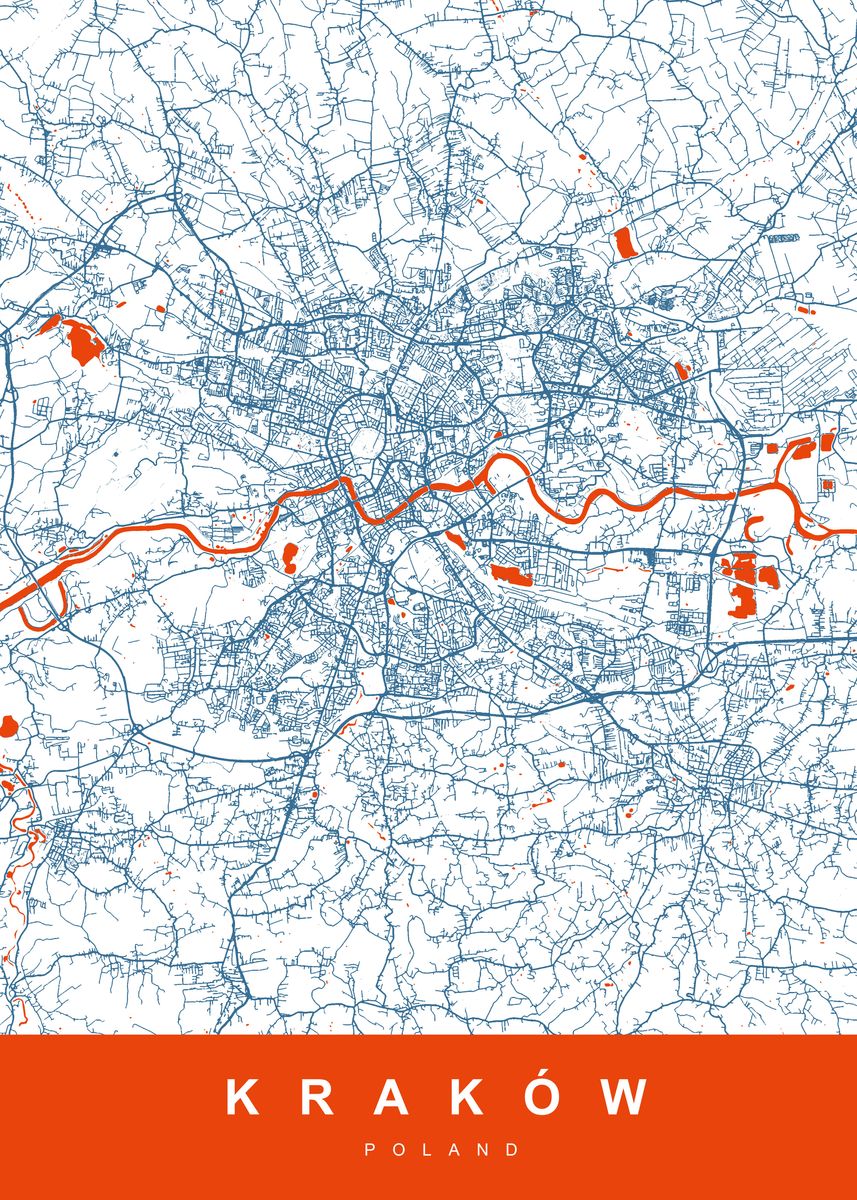 'MAP KRAKOW POLAND ' Poster by UrbanMaps | Displate