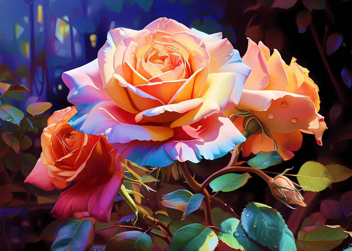 'Yellow Pink Rose Flower' Poster by Jamestar | Displate