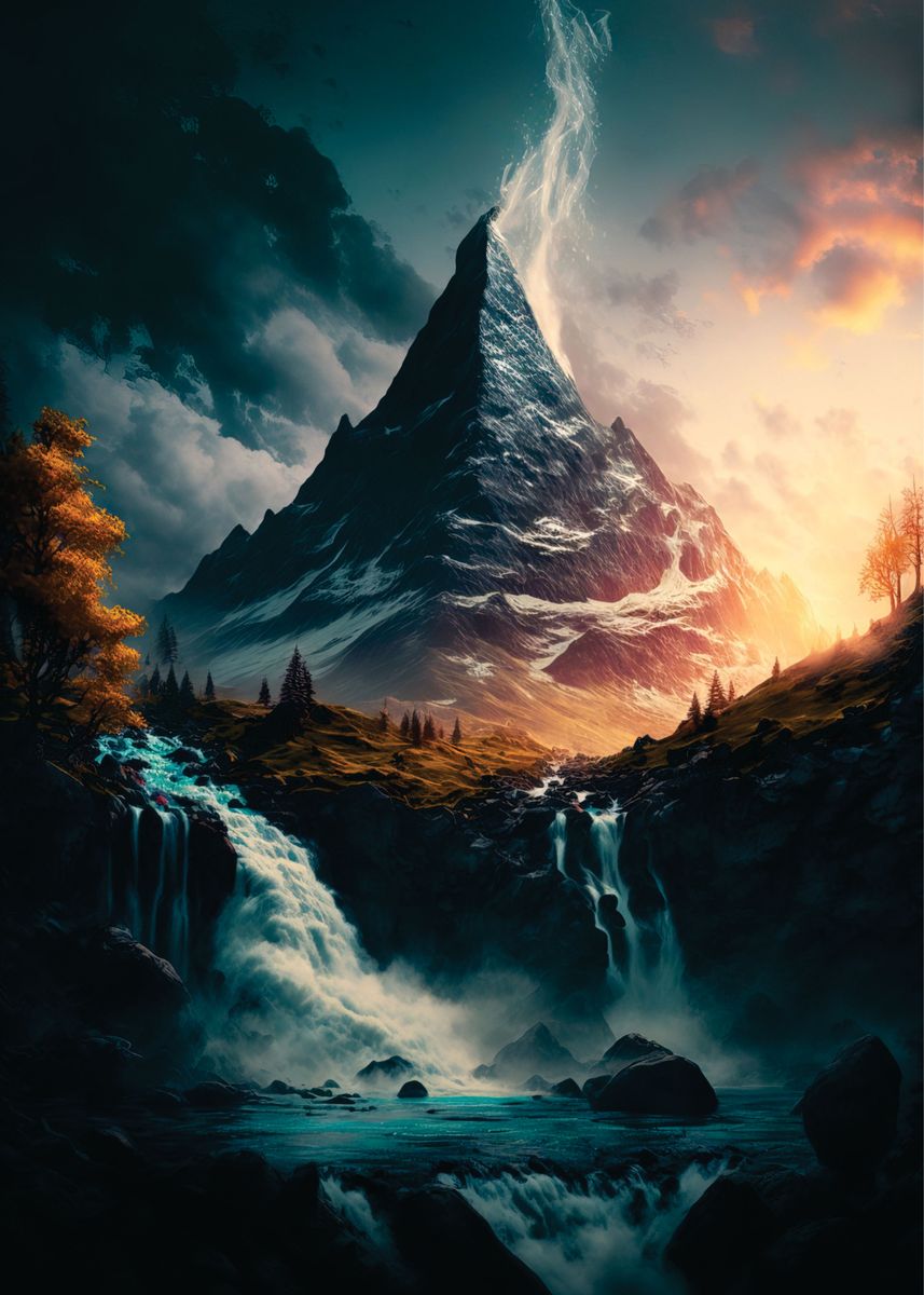'fantastical mountains' Poster by ABDULKADIR KATTAN | Displate