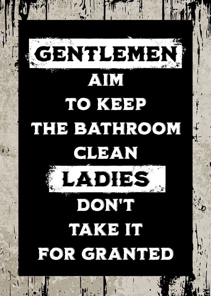 'Funny Bathroom Warning' Poster, picture, metal print, paint by Jovana ...