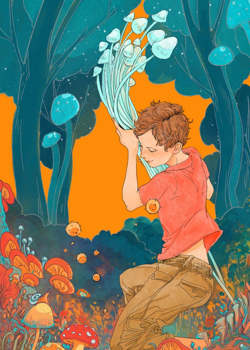 'Boy in the magic forest' Poster, picture, metal print, paint by Hedy ...