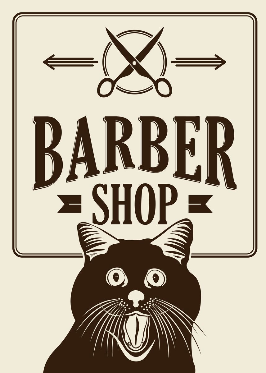 'Cat Barber Shop Meme' Poster by XandYart | Displate