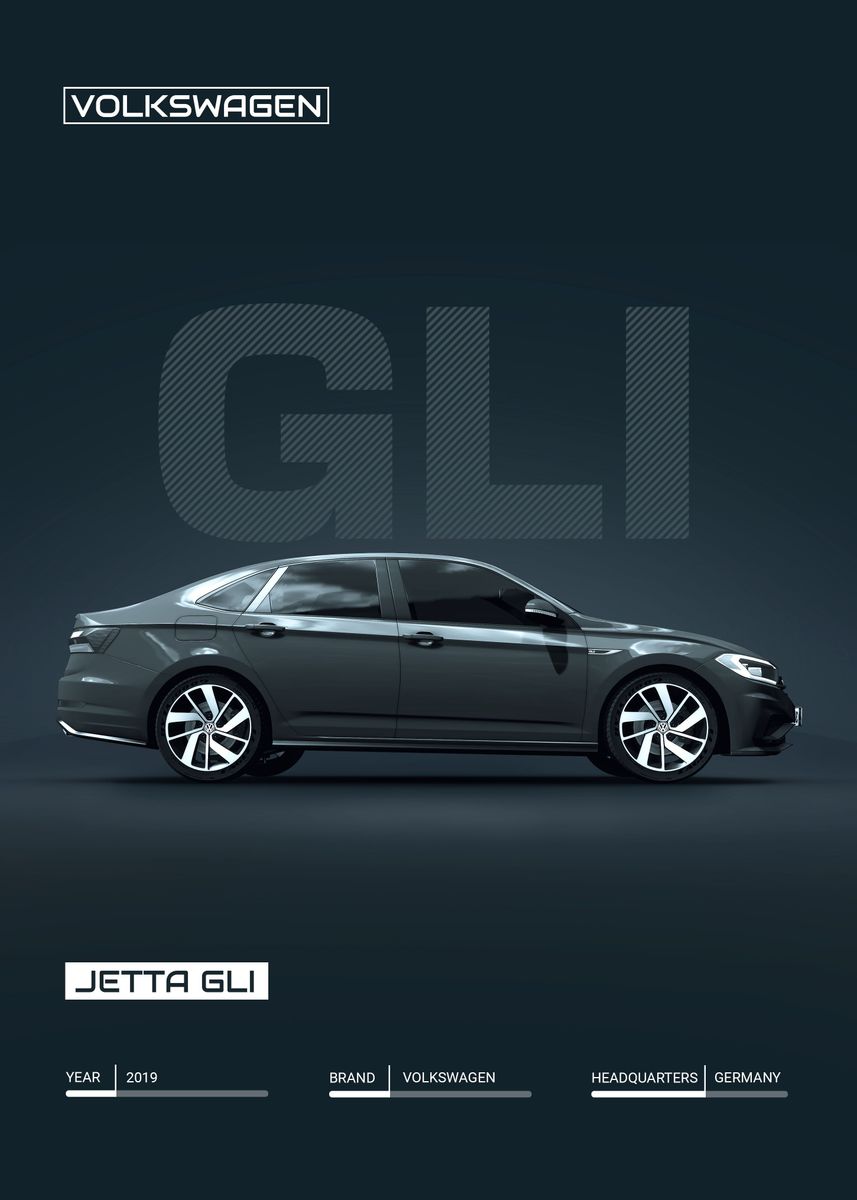 'Volkswagen Jetta Gli 2019' Poster, picture, metal print, paint by ...
