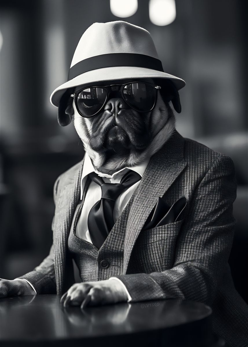 'Cool Pug in Suit' Poster by LVTFCO | Displate