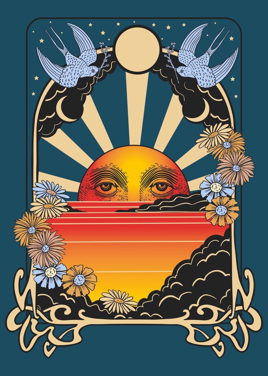 'Sun Card' Poster, picture, metal print, paint by Anil Gamble | Displate