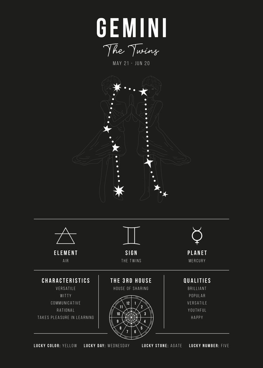 'Gemini Zodiac Sign' Poster, picture, metal print, paint by MVDZ ...