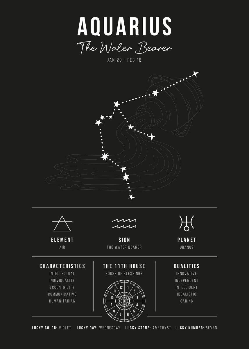 'Aquarius Zodiac Sign' Poster, picture, metal print, paint by MVDZ ...