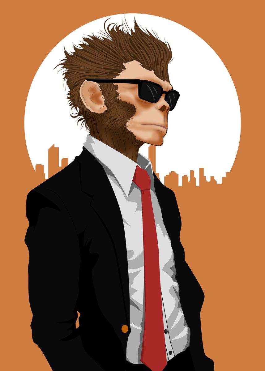 'monkey ape gangsters' Poster, picture, metal print, paint by geeks ...