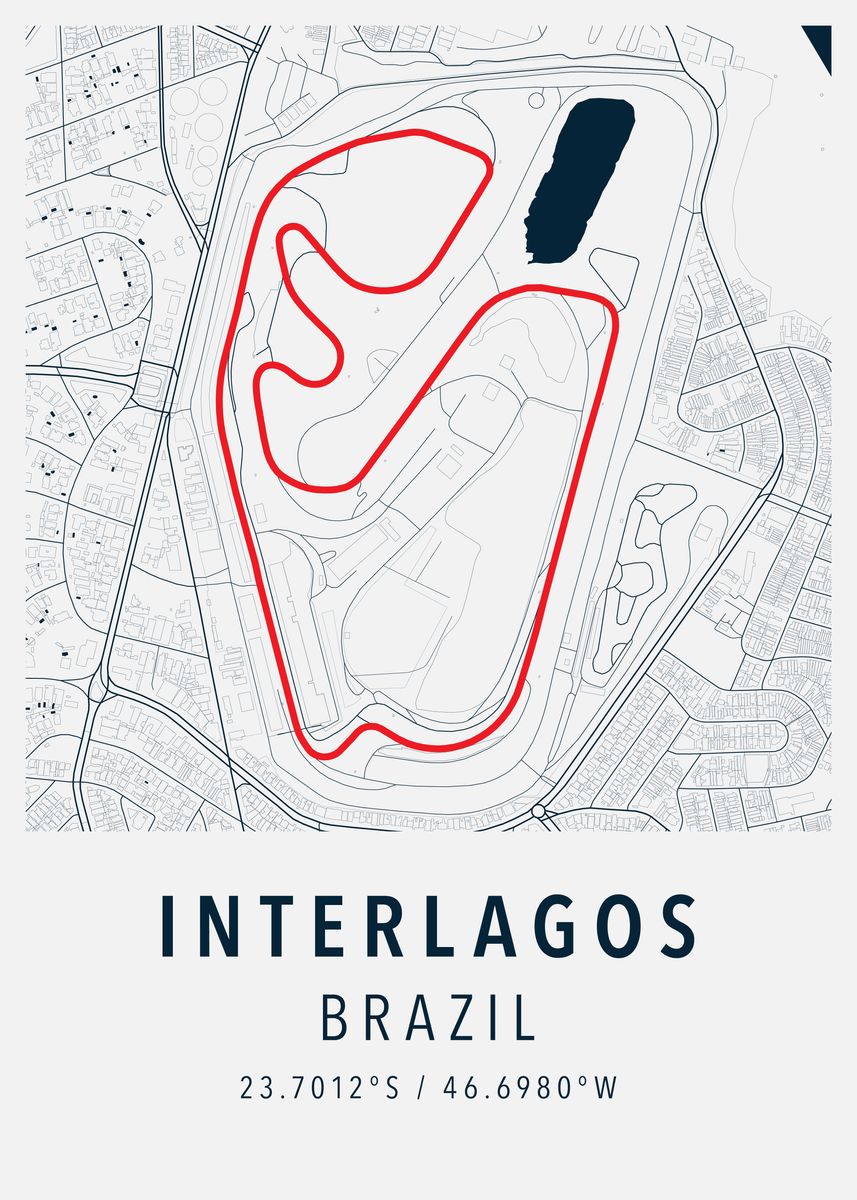 'interlagos simple map' Poster, picture, metal print, paint by Denise ...