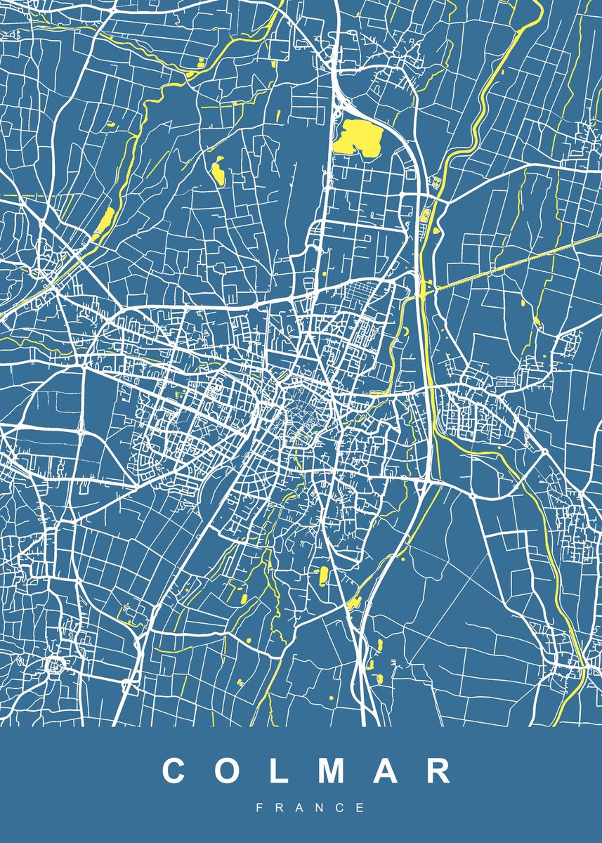 'MAP COLMAR FRANCE' Poster, picture, metal print, paint by UrbanMaps ...