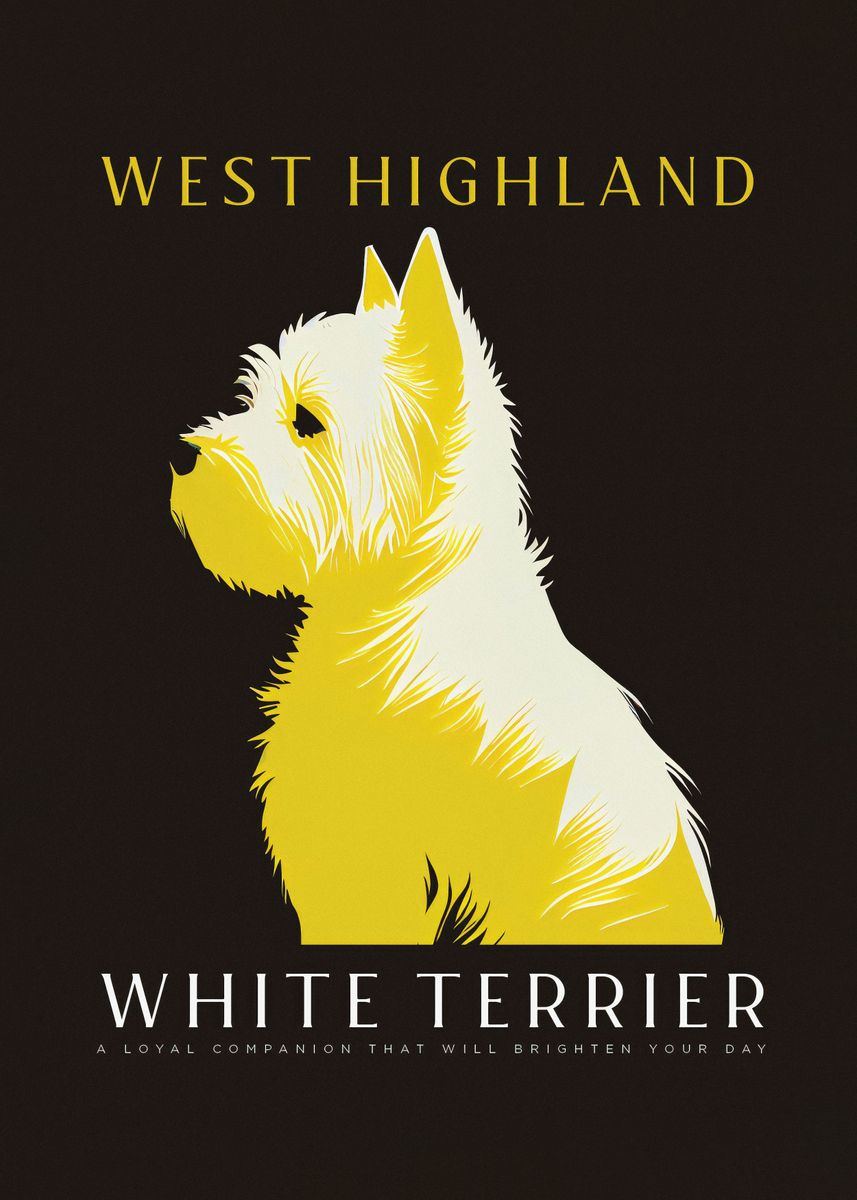 'Chic Westie Retro Print' Poster, picture, metal print, paint by SipCircle | Displate
