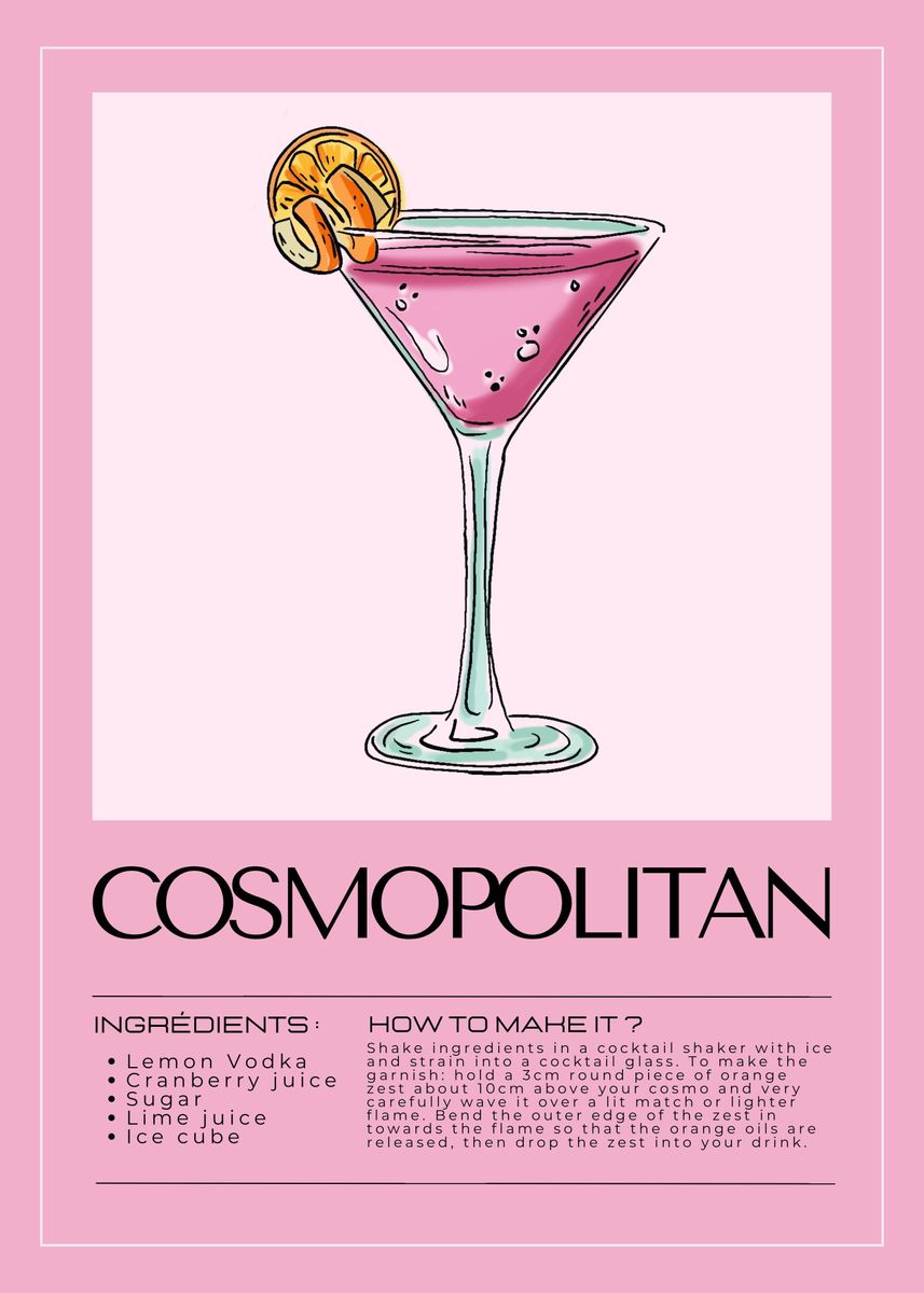 'Cocktail Cosmopolitan ' Poster, picture, metal print, paint by ...