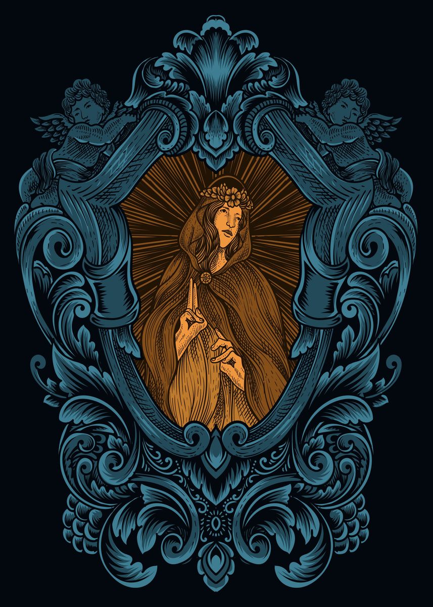 'vintage angel' Poster, picture, metal print, paint by ichimdp | Displate