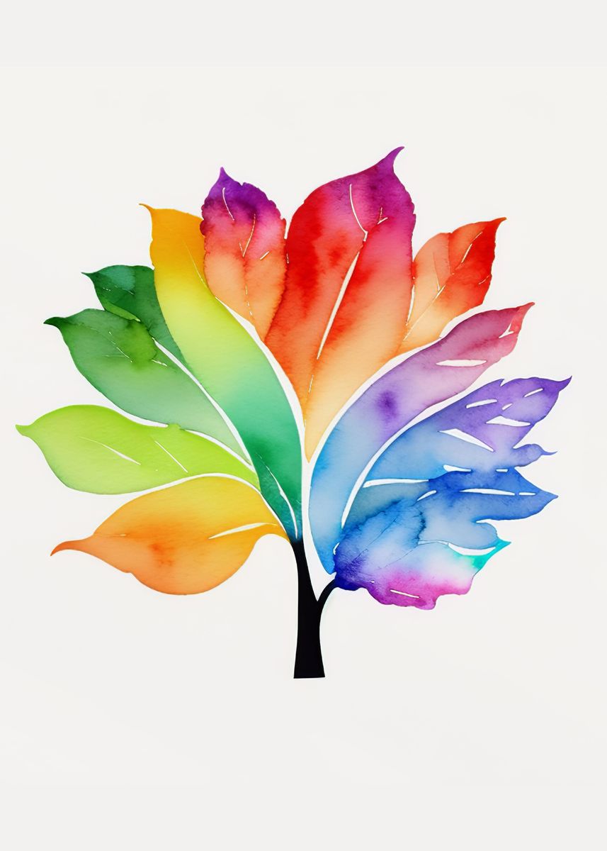 'Watercolor rainbow tree 1' Poster, picture, metal print, paint by ...