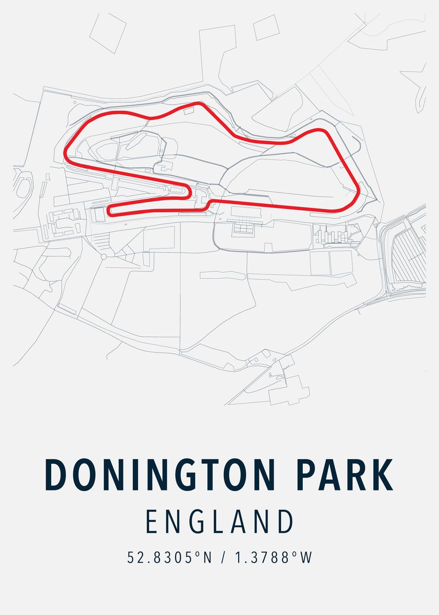 'donington park simple map' Poster, picture, metal print, paint by ...