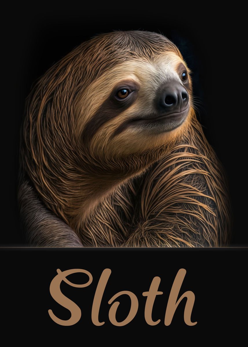 'Sloth' Poster, picture, metal print, paint by Van Zelman | Displate