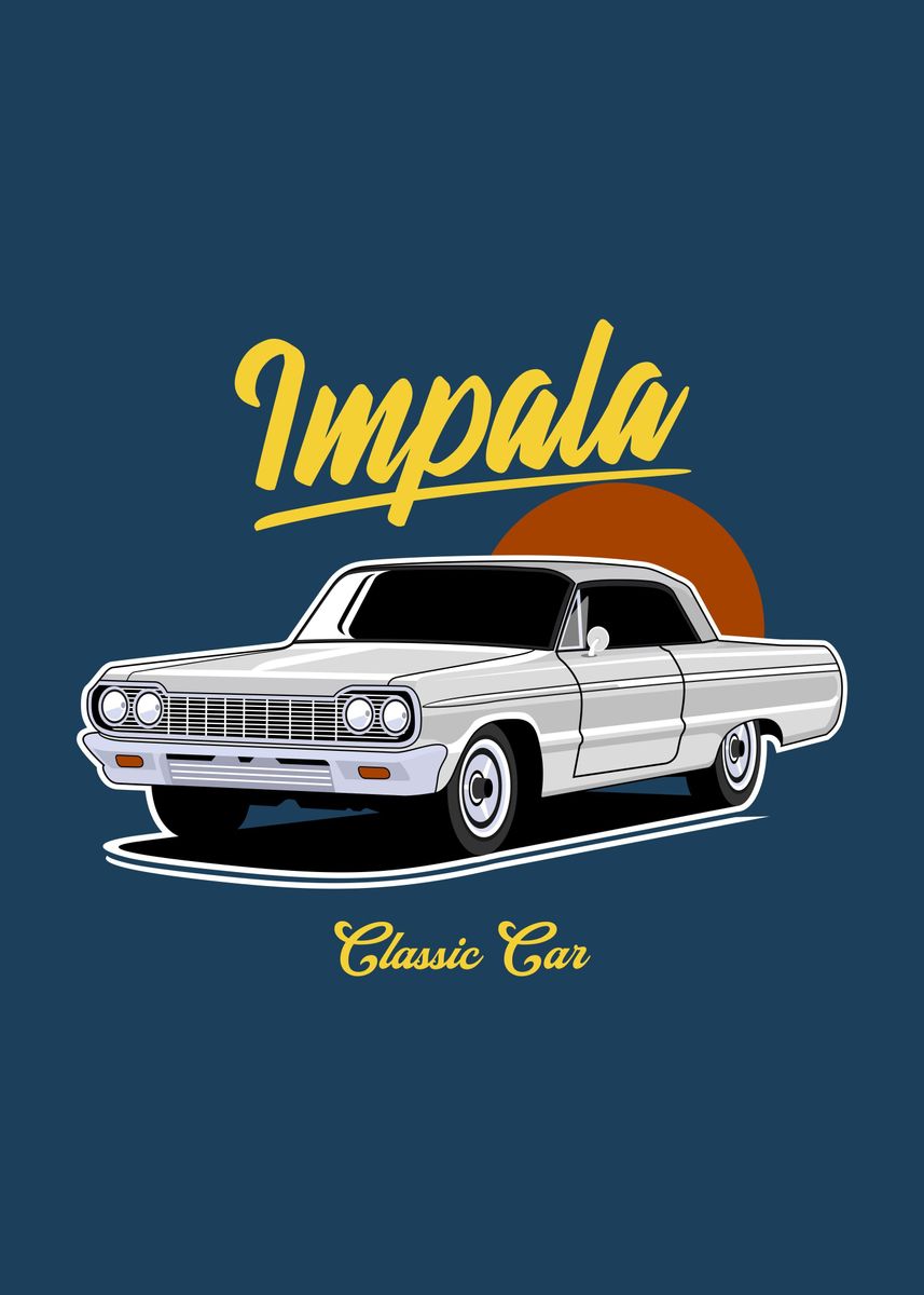 'Impala America Classic Car' Poster, picture, metal print, paint by ...