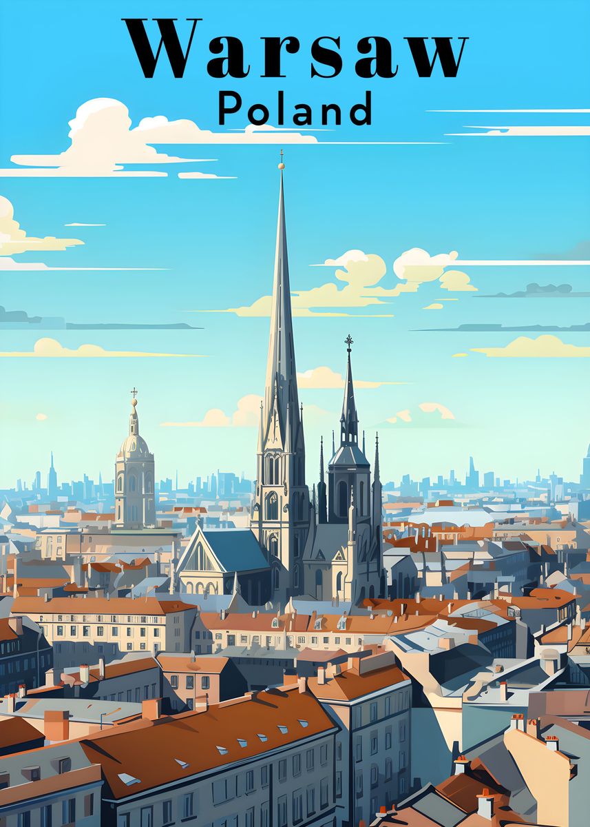 'Warsaw Poland Travel' Poster, picture, metal print, paint by Khloi ...