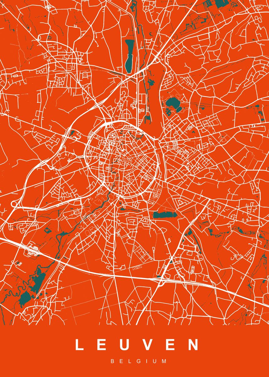 'MAP LEUVEN BELGIUM' Poster, picture, metal print, paint by UrbanMaps ...