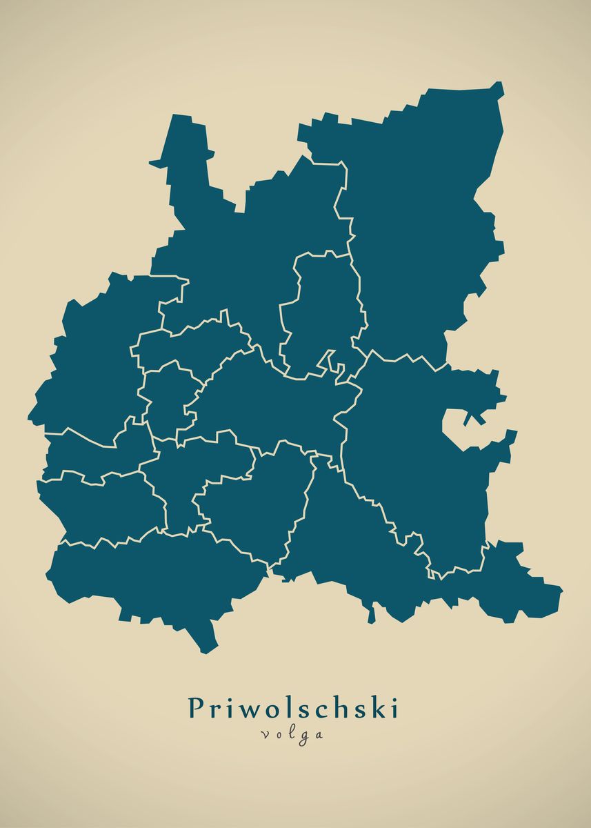 'Volga Russia region map' Poster, picture, metal print, paint by Ingo ...