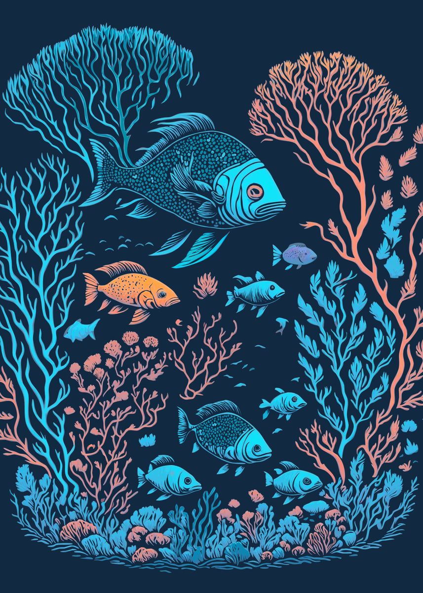 'Coral Reef Tropical Fishes' Poster by TMBTM | Displate