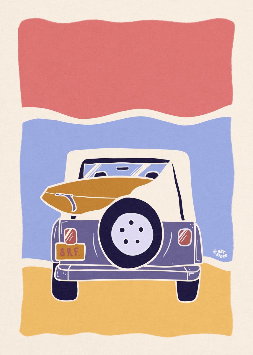 '4x4 truck roadtrip' Poster, picture, metal print, paint by Franck ...