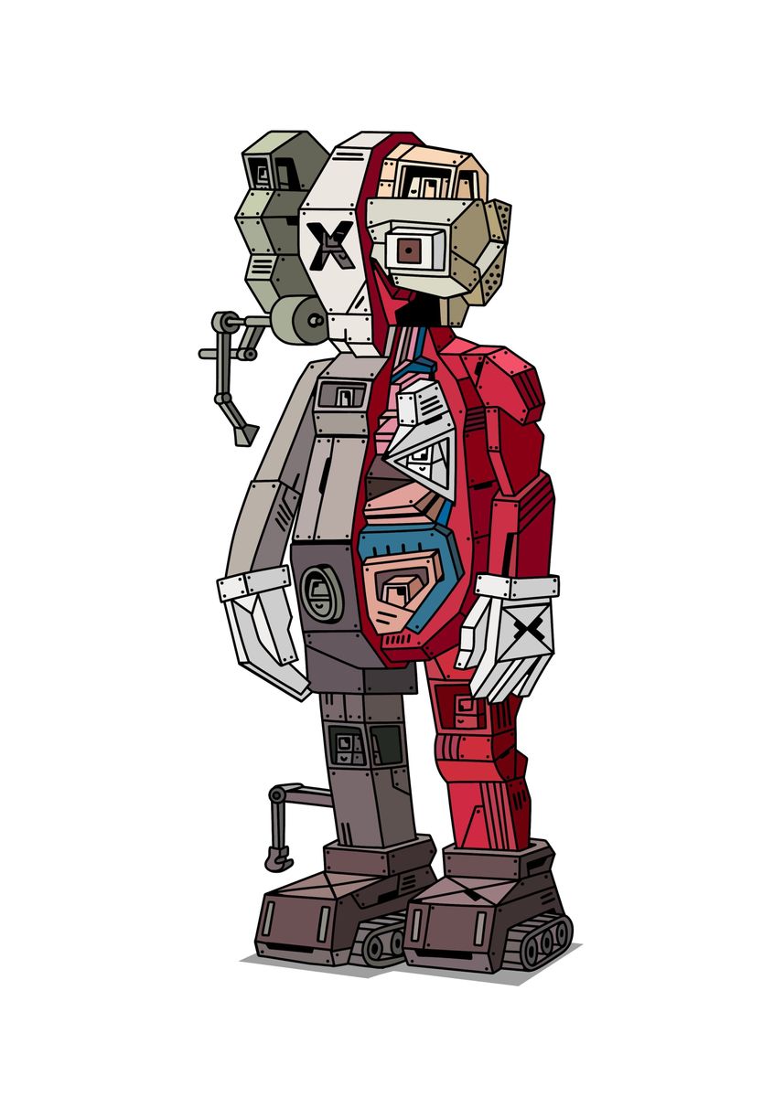 'Robot Kaws' Poster, picture, metal print, paint by Biopic Studio ...